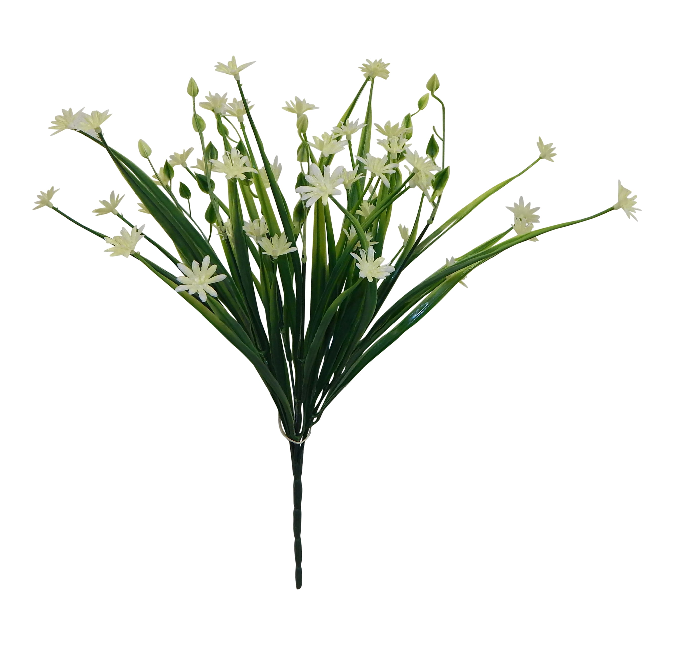 White Wildflowers in Grass 14in Artificial Polysilk Faux Fake Mini ...