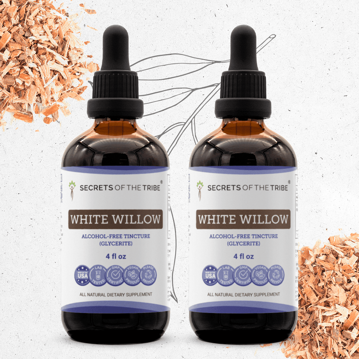 Secrets Of The Tribe White Willow Tincture Dietary Supplement, Natural ...