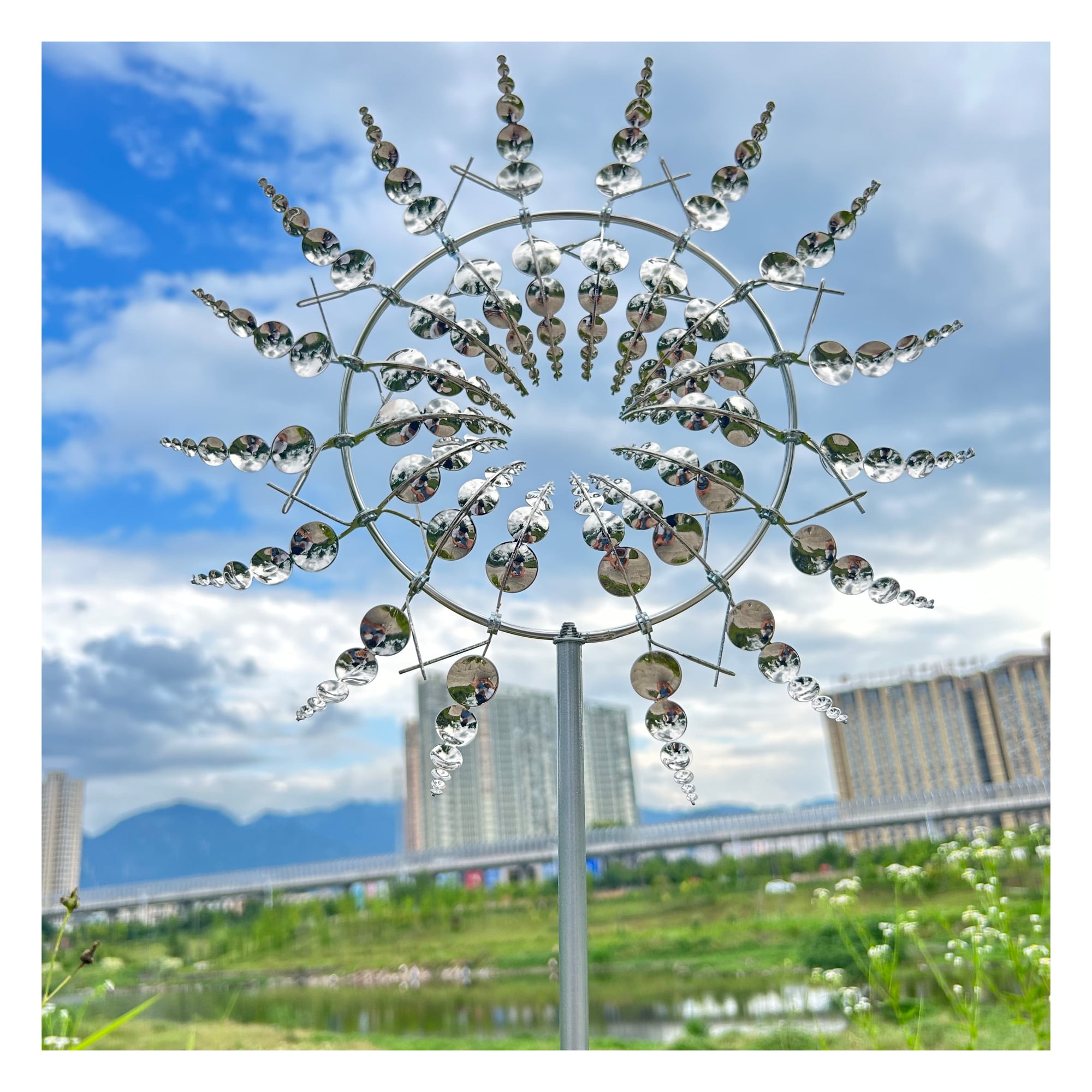 White Windmill Rotating Outdoor Weathervane, Metal Garden Outdoor ...