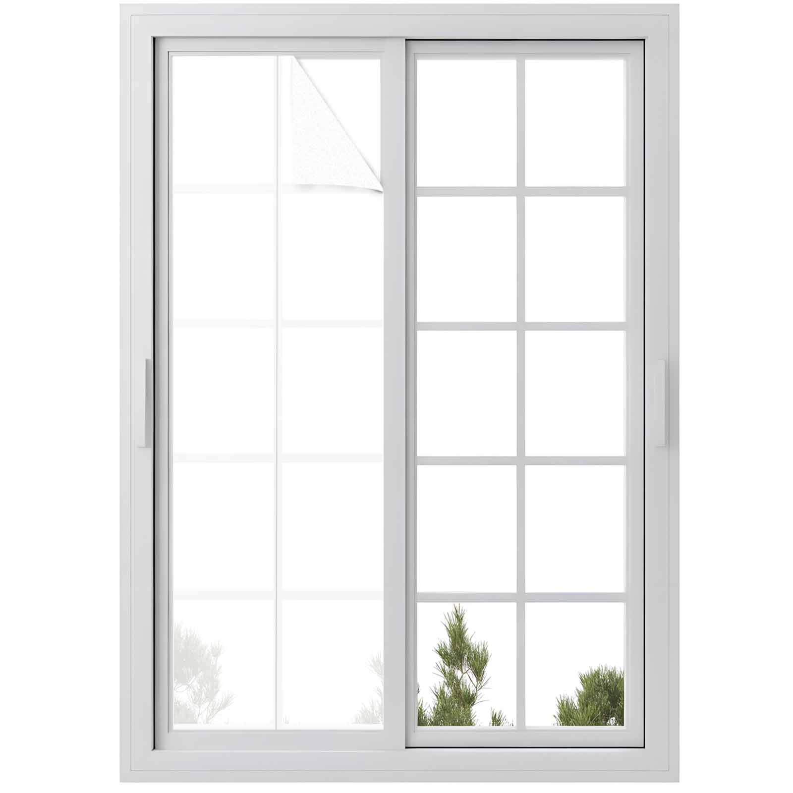 White Window Privacy Film, Modern Simple White Backdrop Static Cling UV ...