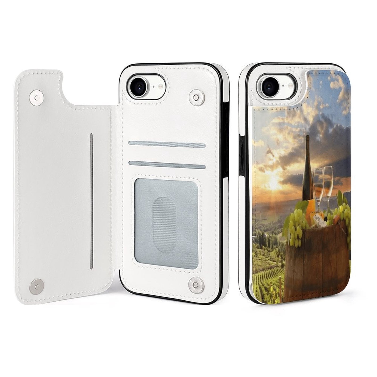 White Wine in The Italian Vineyards Leather Wallet Case for iPhone 16 ...