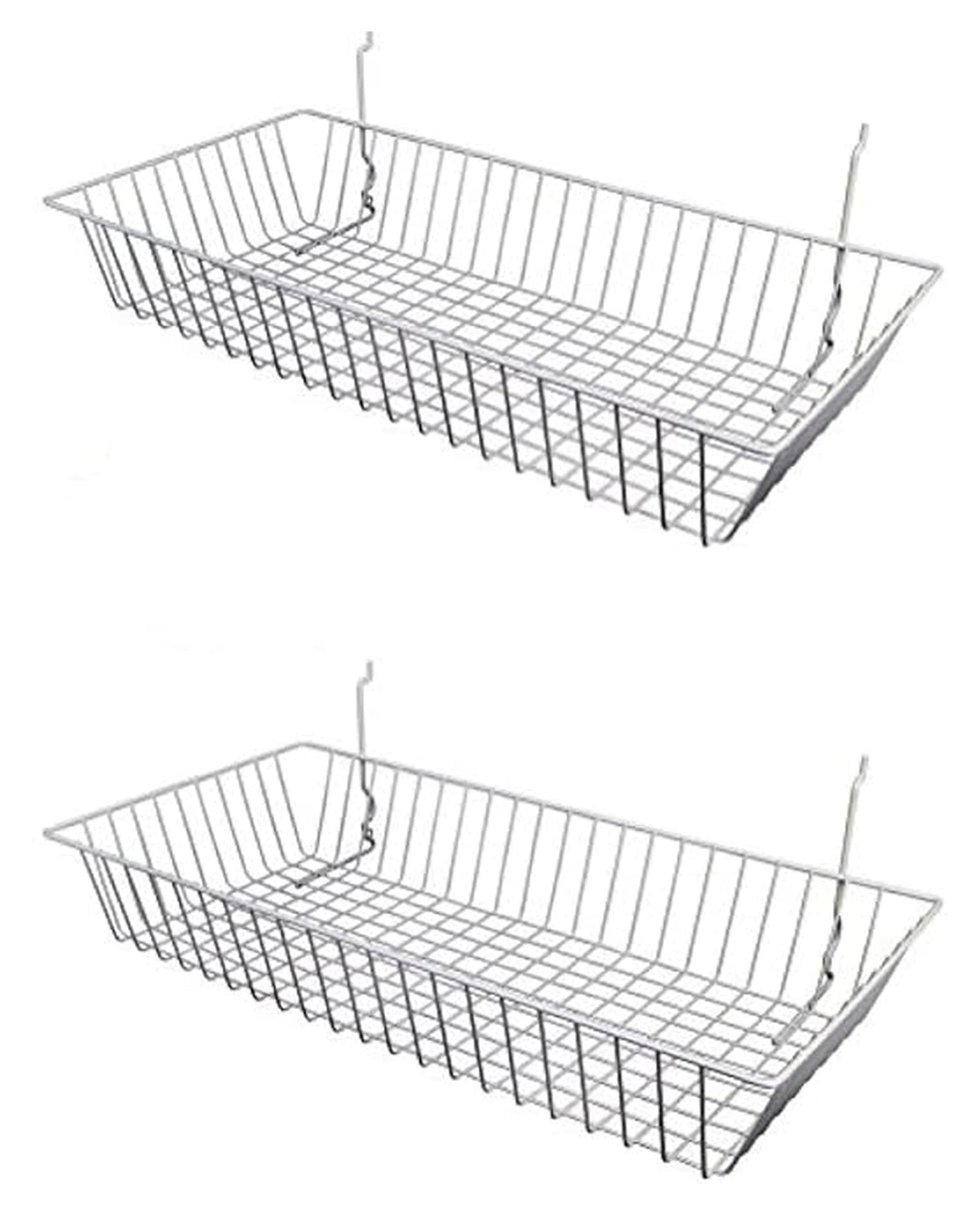 White Wire Baskets for Slatwall and Gridwall (Set of 2), Merchandiser ...