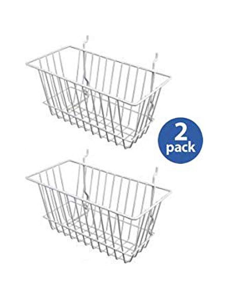 White Wire Baskets for Slatwall, Gridwall and Pegboard 12" x 6" x 6 ...