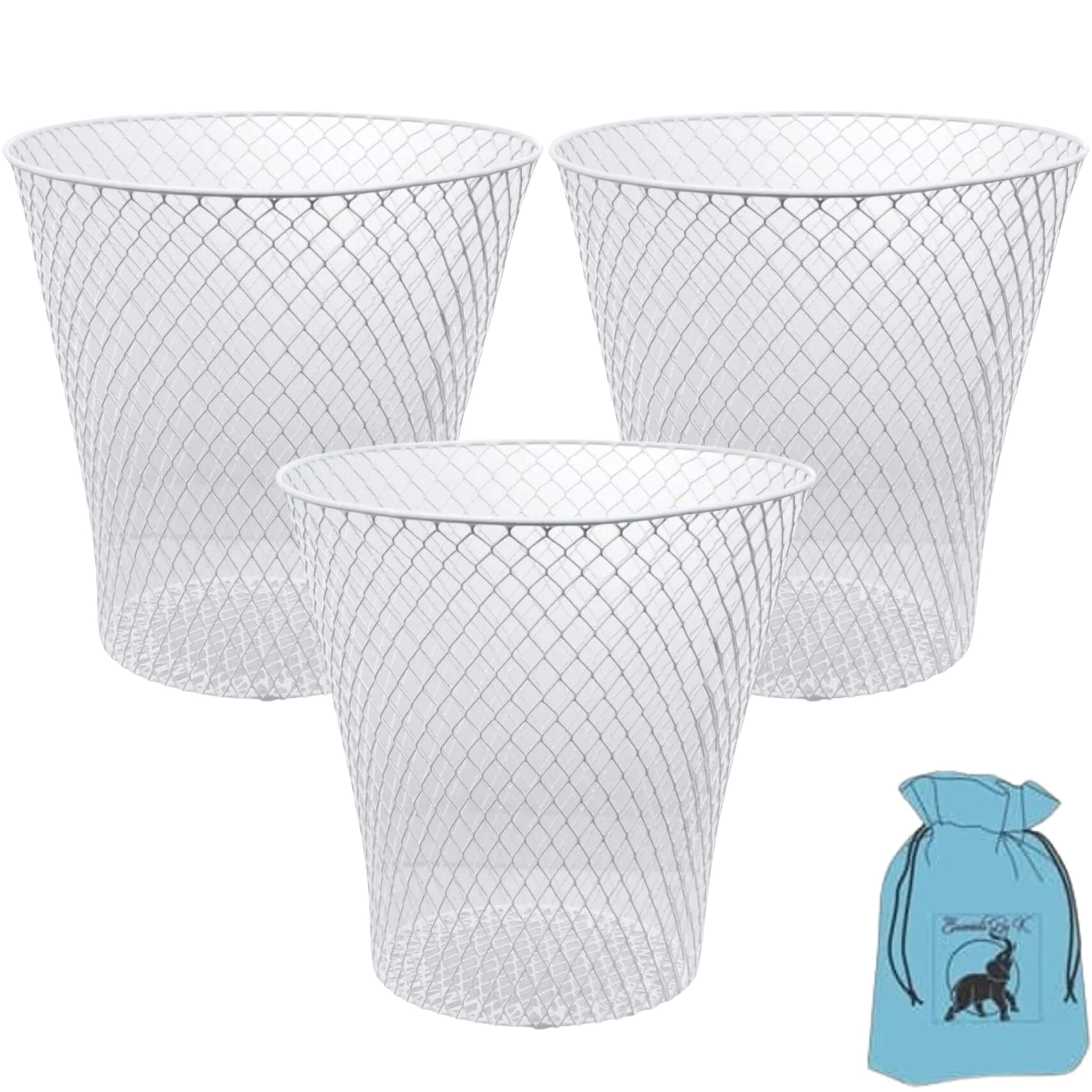 White Wire Mesh Baskets for Garbage Bin Home Kitchen Living Room Office ...