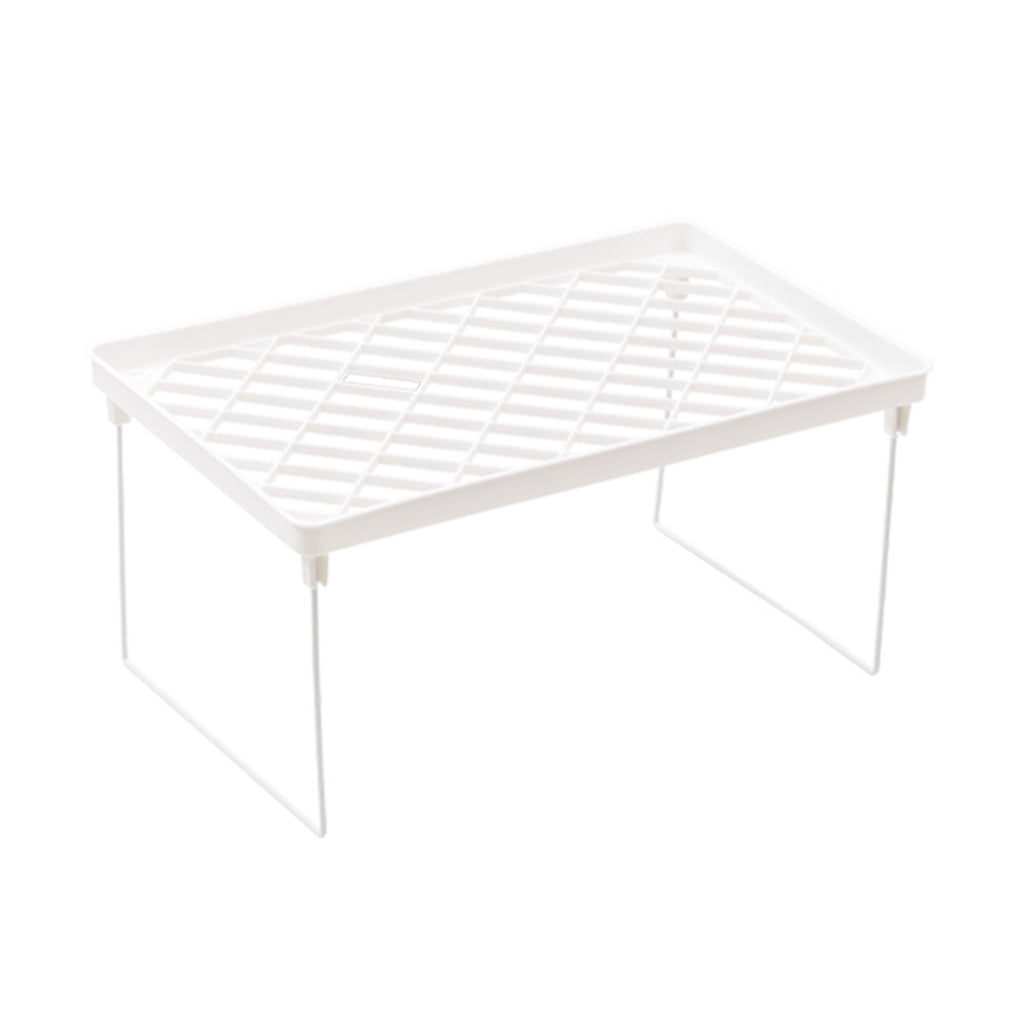 White Wire Plastic Organizer Shelves Rack, Stackable Foldable Kitchen ...