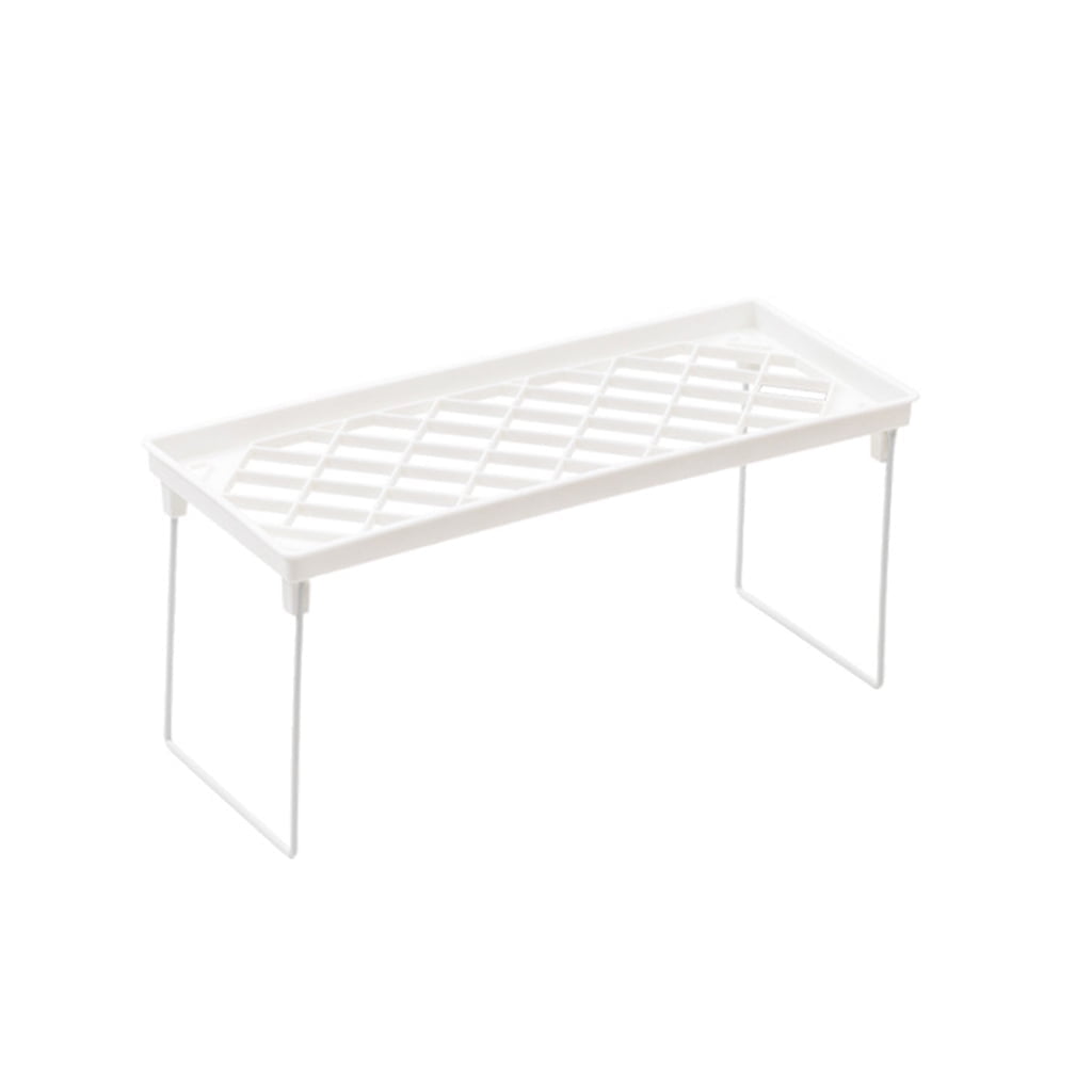 White Wire Stacking Cabinet Shelf Stackable Foldable Space Saving Shelf ...