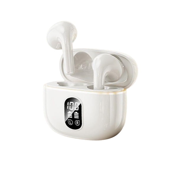 White Wireless Bluetooth Earbuds With Digital Display, Active Noise ...