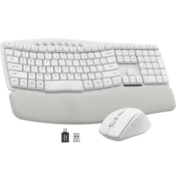 White Wireless Keyboard and Mouse Combo for MacBook & Windows, 30dB ...