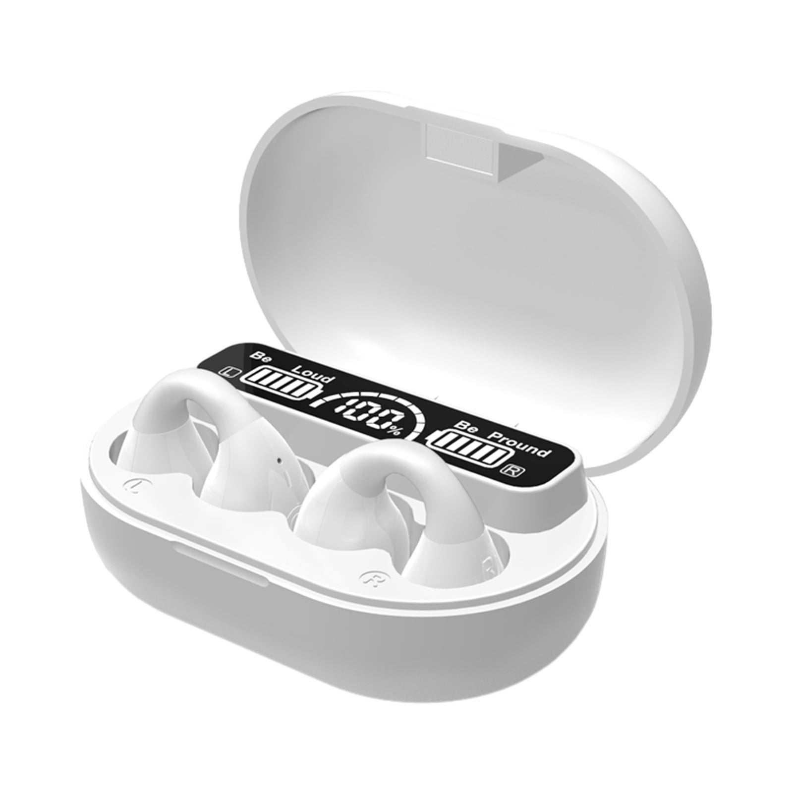 White Wireless Sports Ear Clip Bluetooth Headphones Open Ear Design ...