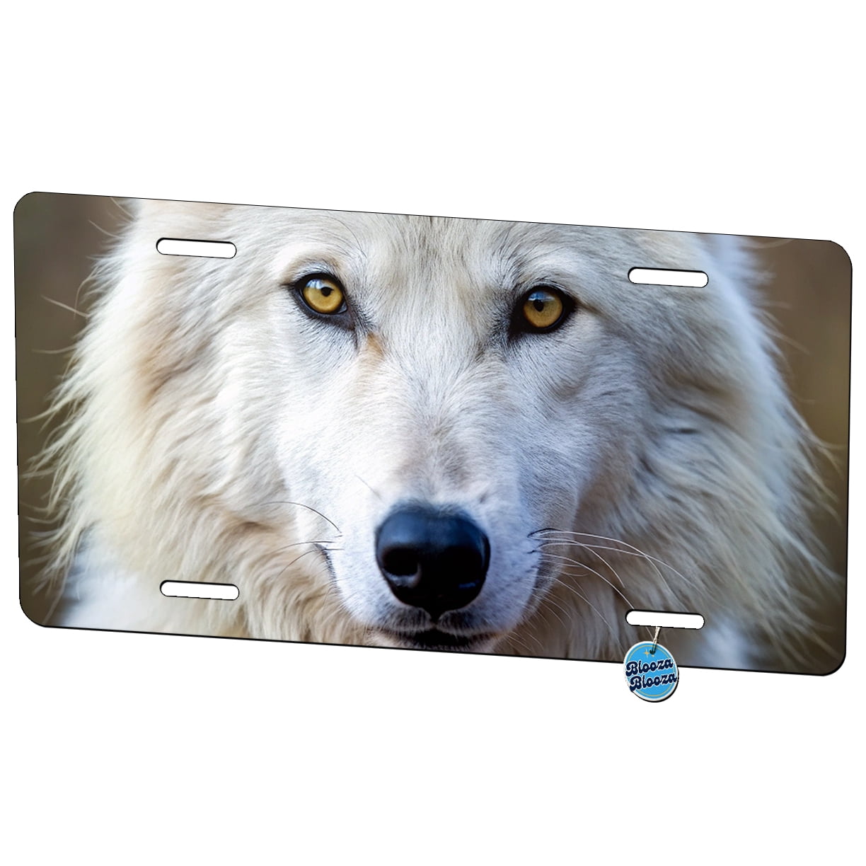 White Wolf Metal Novelty License Plate - Walmart.com