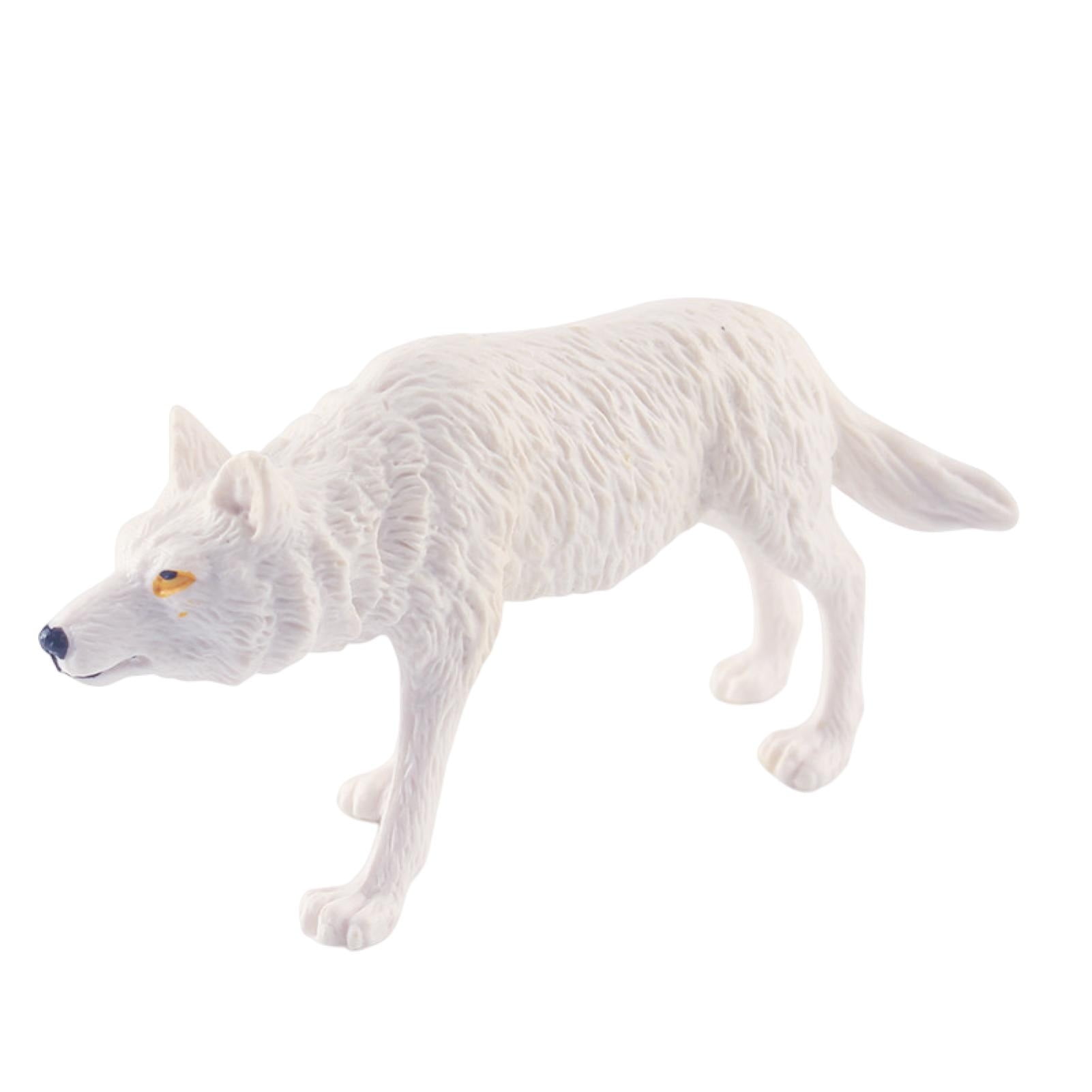 White Wolf Model Vivid Look Simulated Wild Animal Miniature Figurine ...