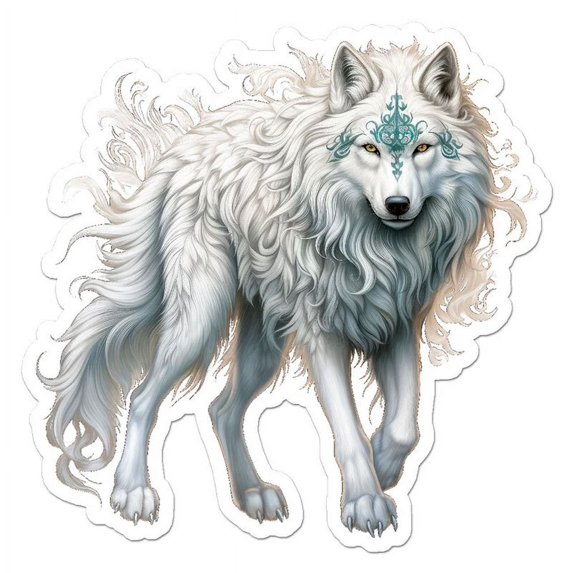 White Wolf Tribal Sticker Indoor Outdoor Phone Decal Water Bottle ...