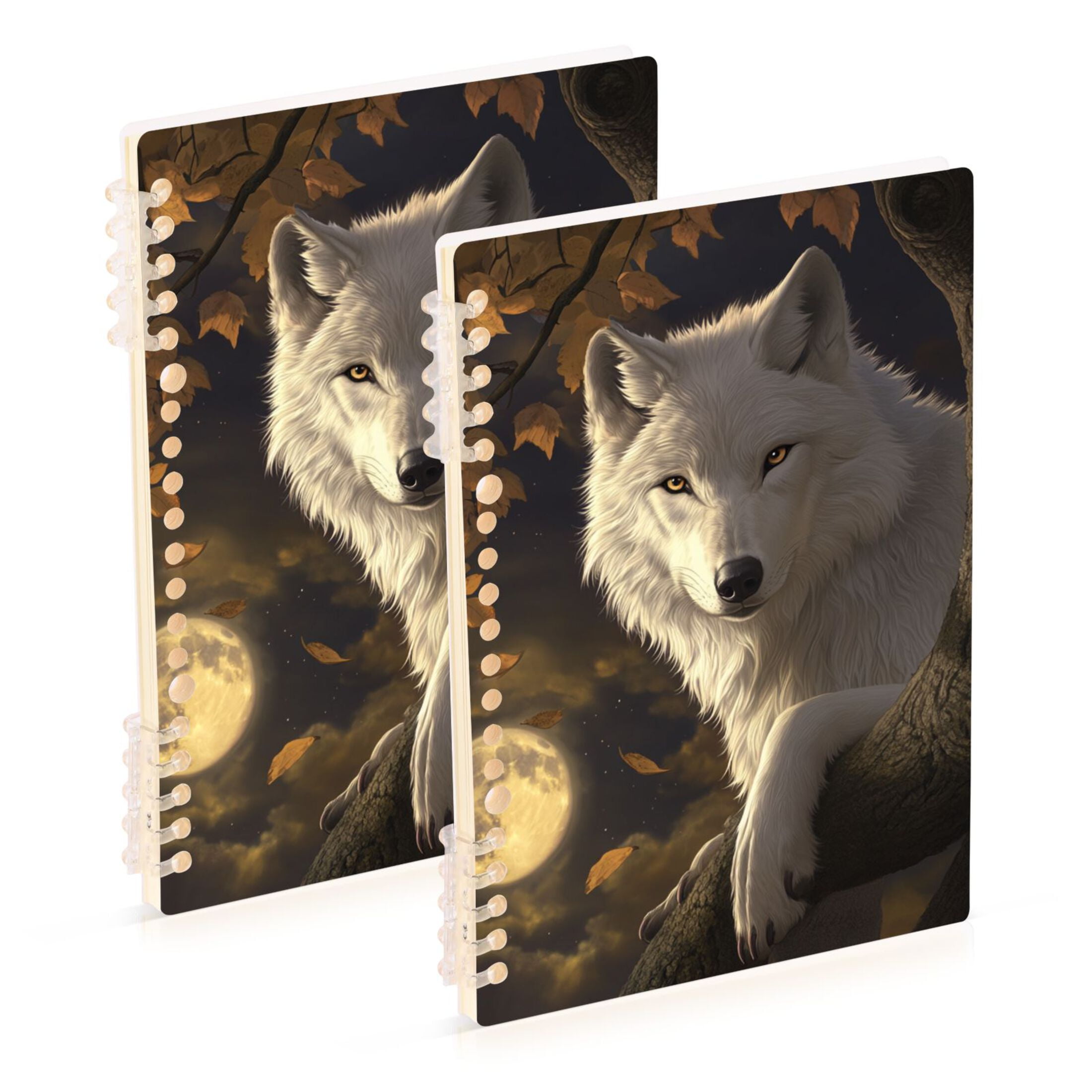White Wolf in Autumn Lined Spiral Journal Notebook 60 Pages A5 College ...