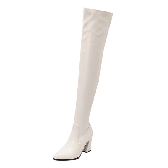 White Women Boots With Glossy Finish Comfortable For Party Nights ...