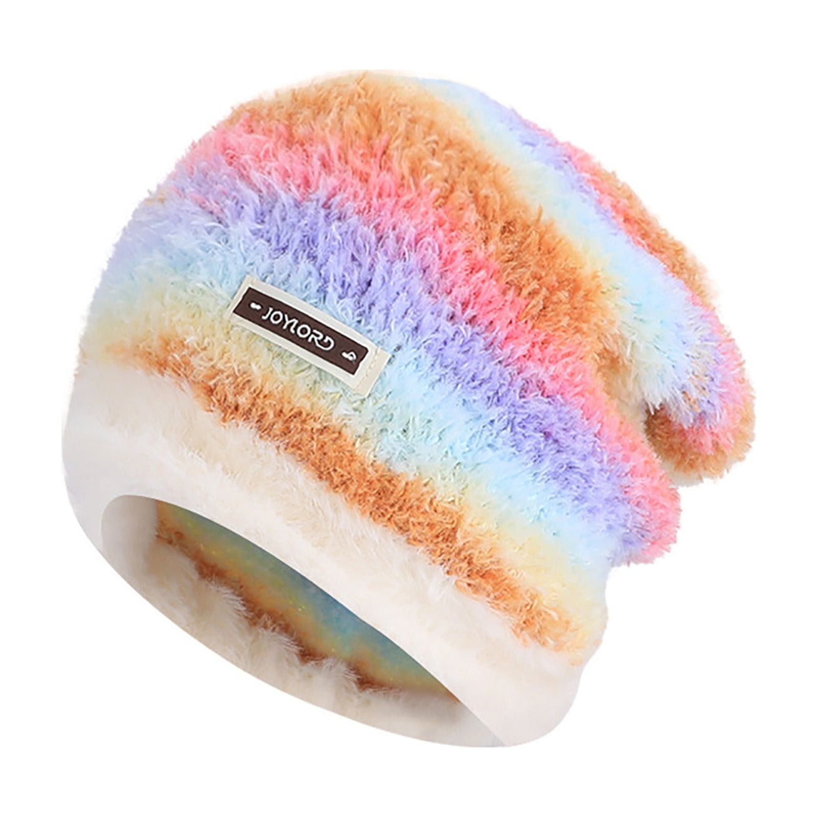 White Women Gradient Knit Cap For Outdoor Winter Activities Warm Head ...