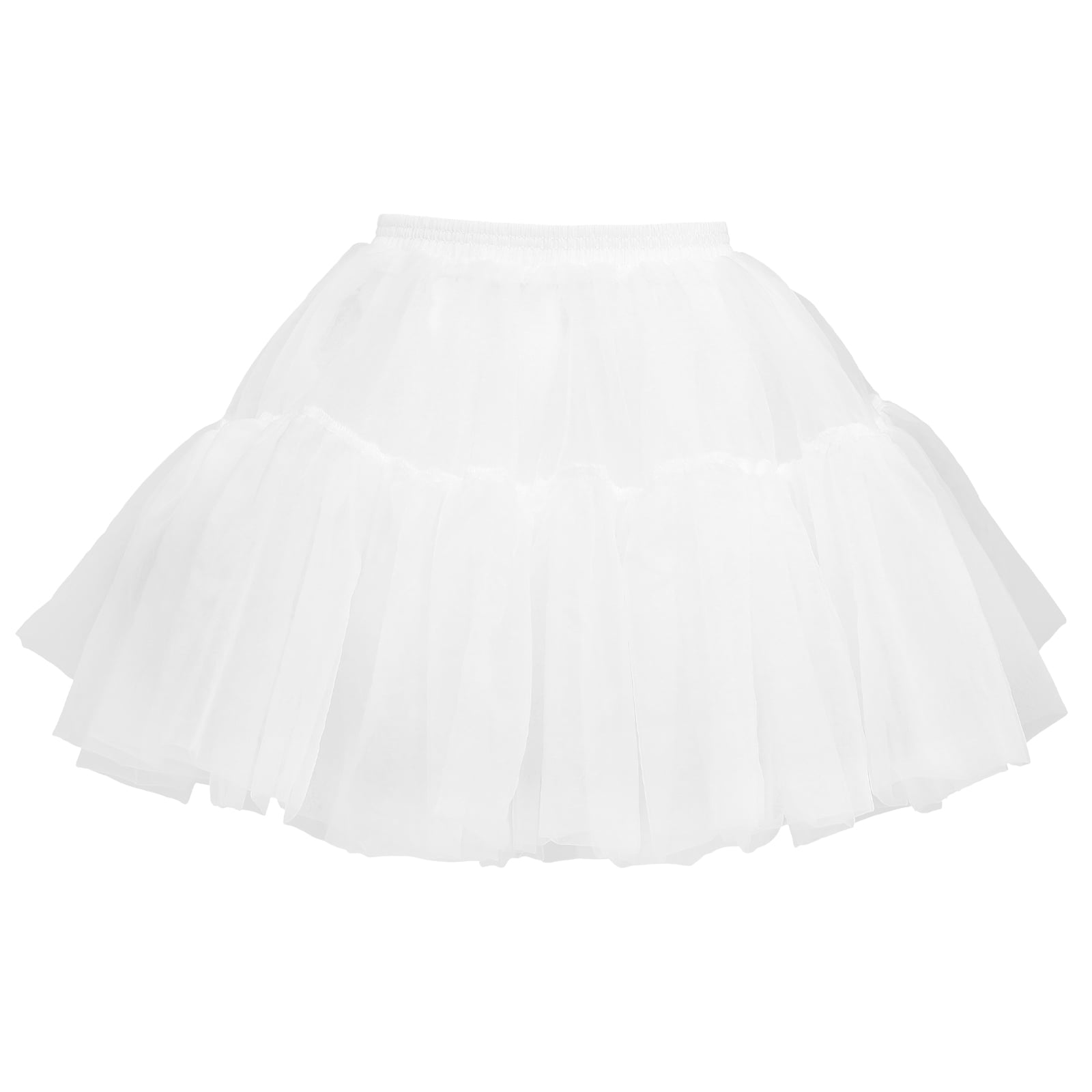 White Women Hoopless Petticoat Underskirt Tutu Skirt Crinoline Cosplay ...
