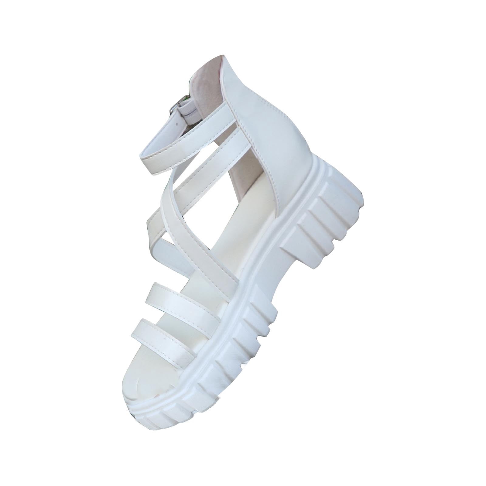 White Women Sandals With Roman Details And Soft Sole Great For Indoor ...