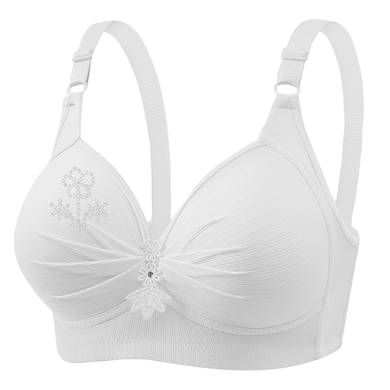 White Women's Bra, Bras For Women No Underwire Adjustable Bras Full ...