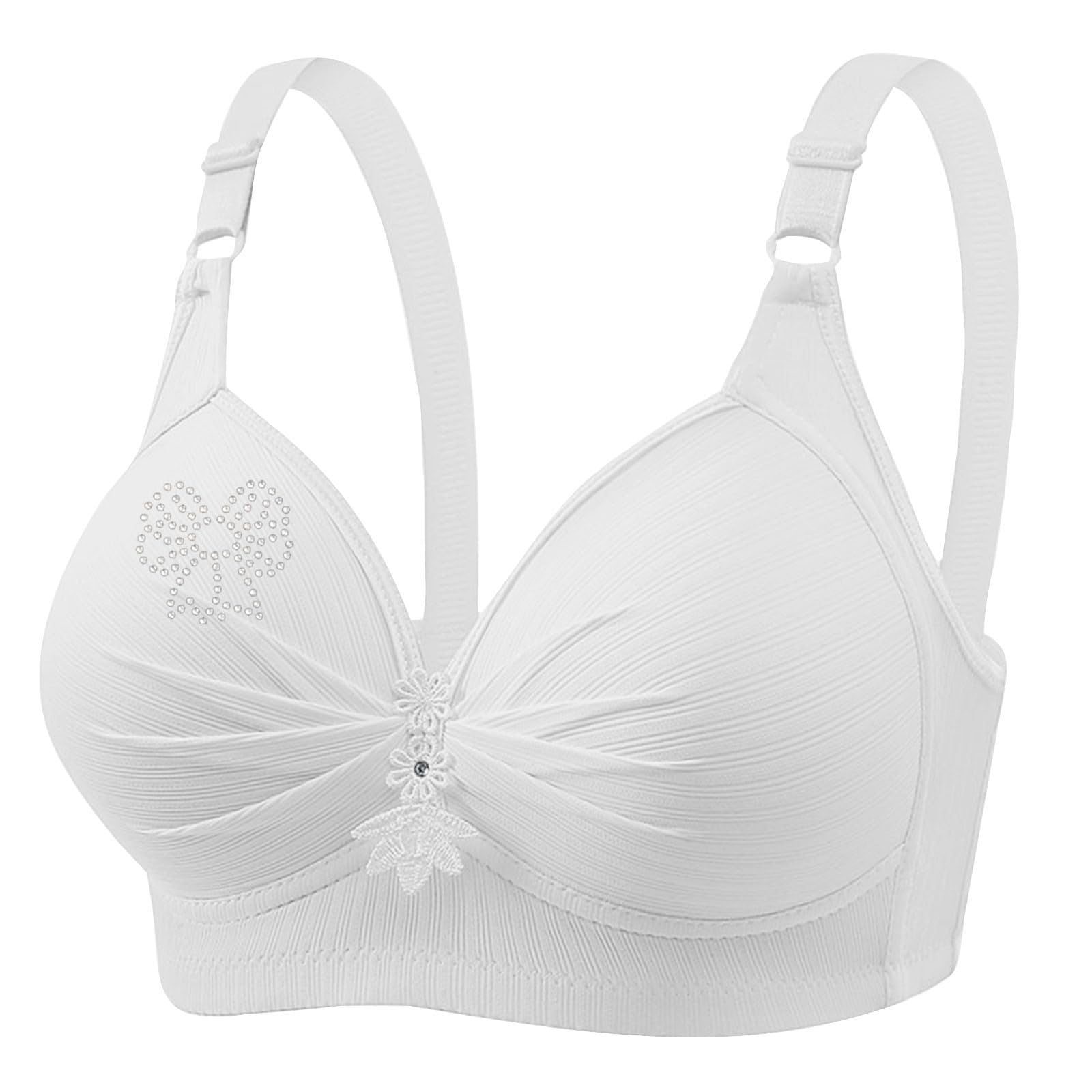 White Women's Bra, Bras For Women No Underwire Adjustable Bras Full ...
