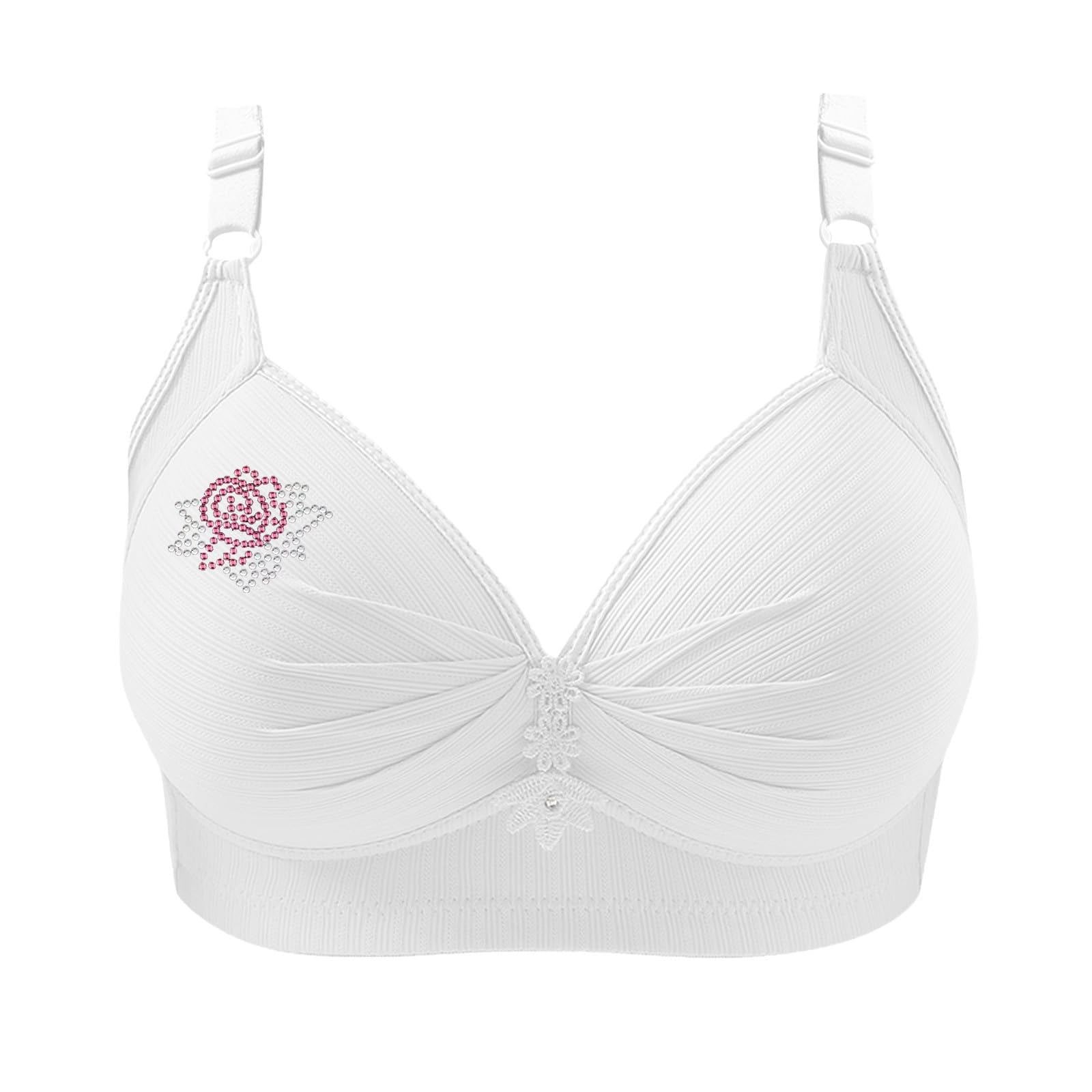 White Women's Bra, Bras For Women No Underwire Adjustable Bras Full ...