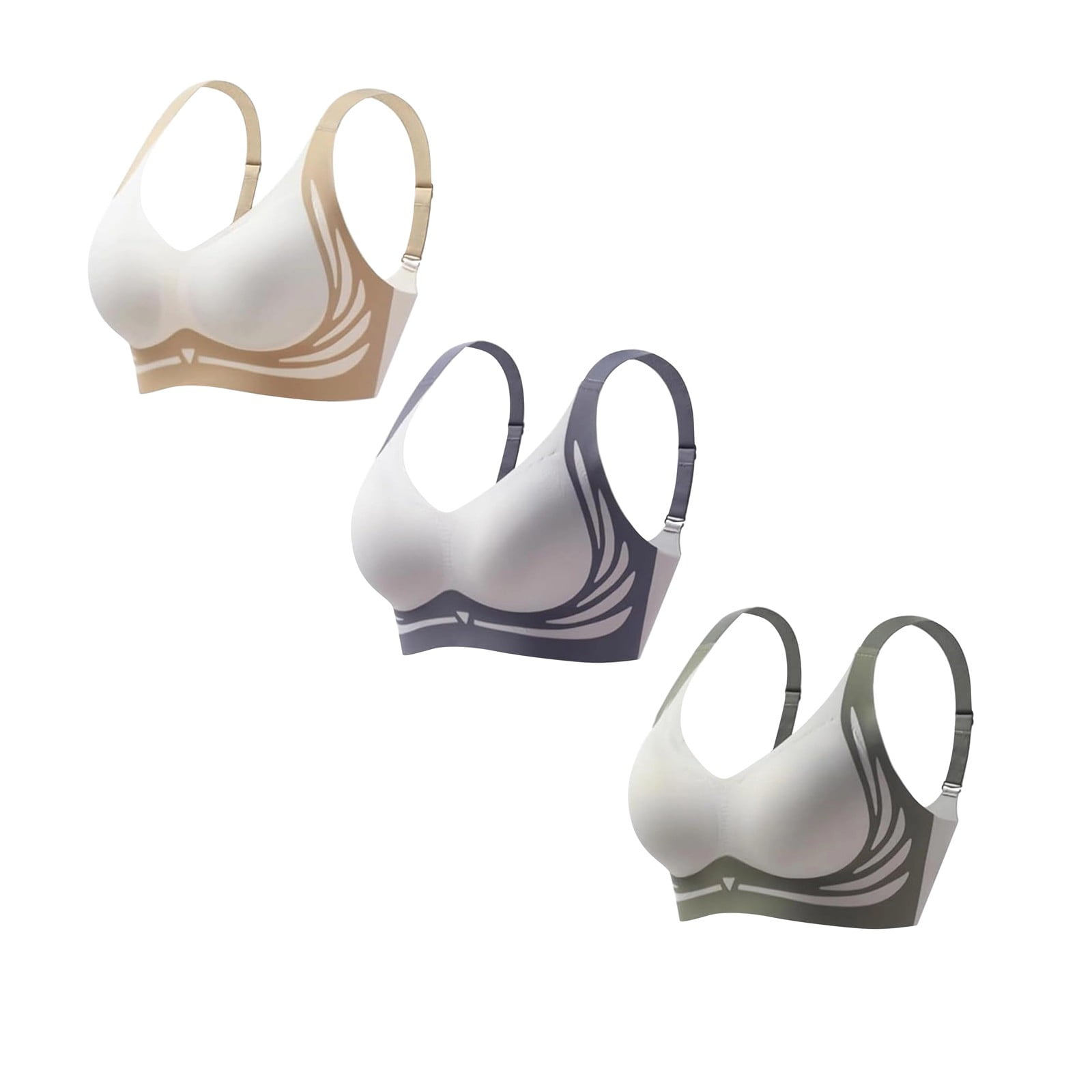 White Women's Bra, Gather Bra Soft Comfortable Gather Bra Wireless Bra ...