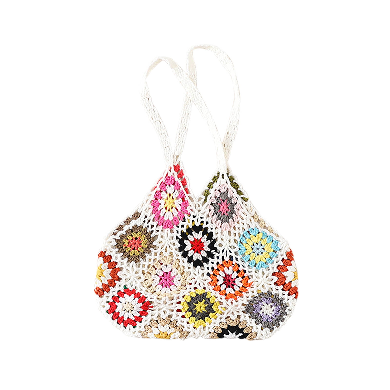White Womens Solid Color Crochet Bag With A Structured Shape And Long ...