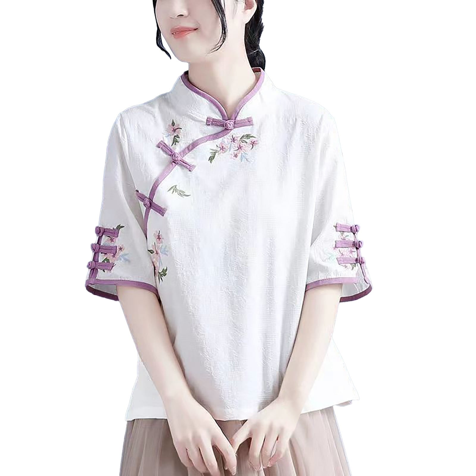 White Womens Tops Women's Spring/Summer Embroidered Tang Dress Half ...