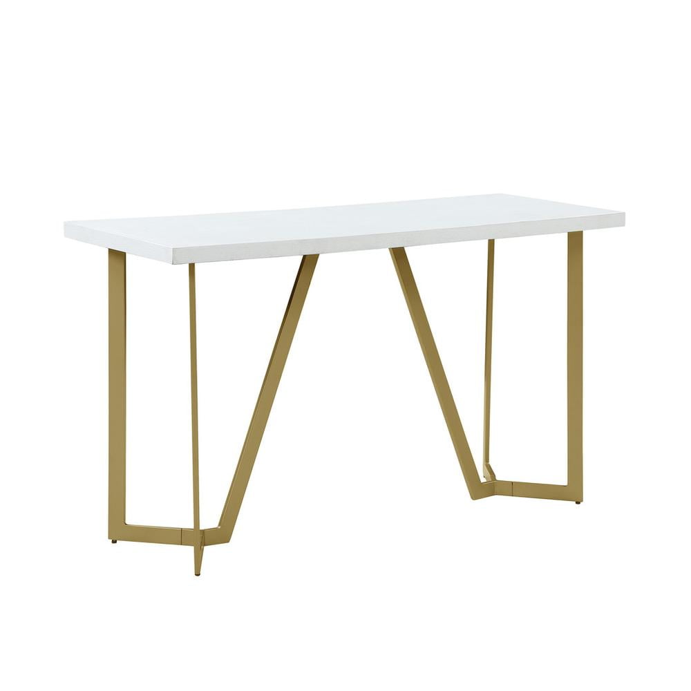 White Wood Console Table with Gold Painted Legs - Walmart.com