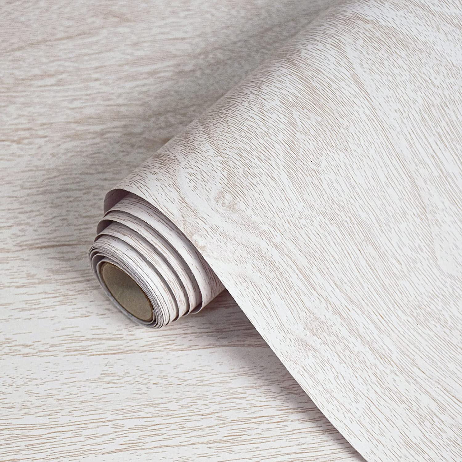 White Wood Contact Paper for Cabinets/Drawers Wood Grain Peel and Stick ...