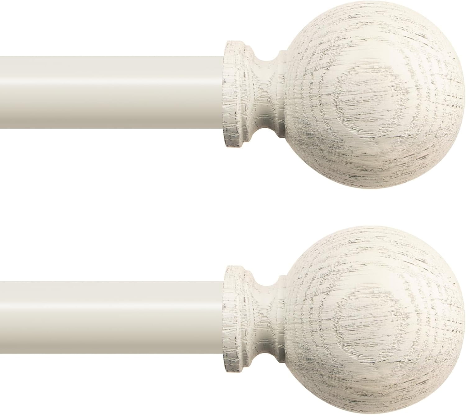 White Wood Curtain Rods for Windows:Farmhouse Boho Rrustic Wooden ...