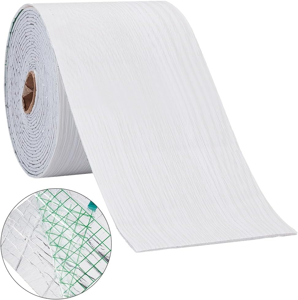 White Wood Grain Self Adhesive Wallpaper Border Mirror Edge Peel and ...