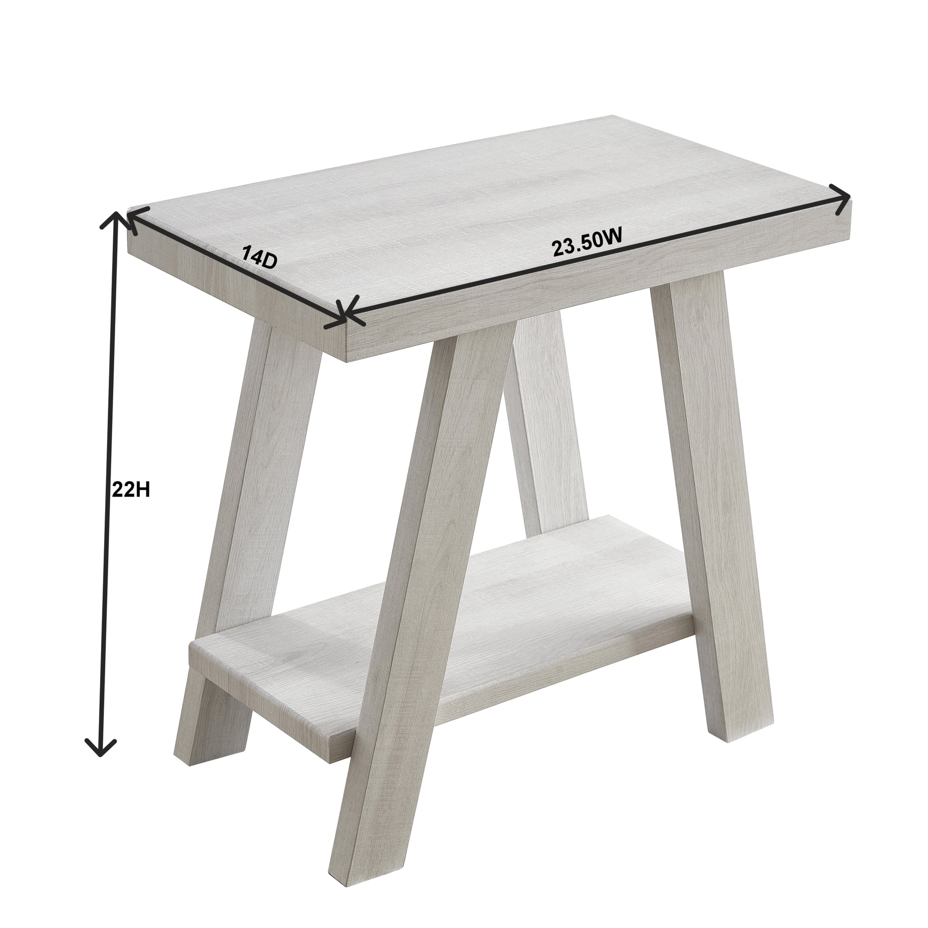 White Wood Shelf Side Table In Contemporary Look - Hardwood Veneer ...