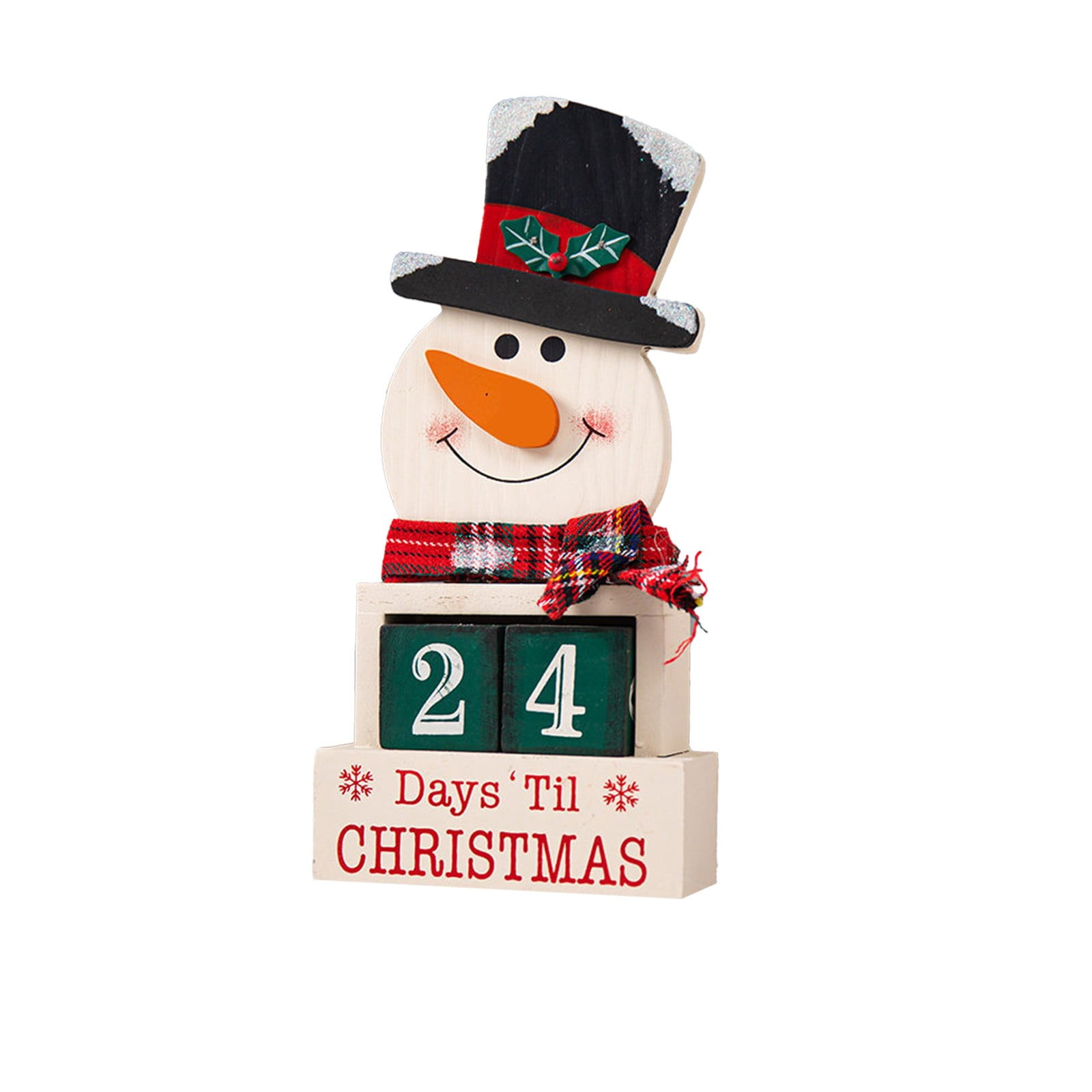 White Wooden Advent Calendar With Movable Number Blocks, Cute Snowman ...