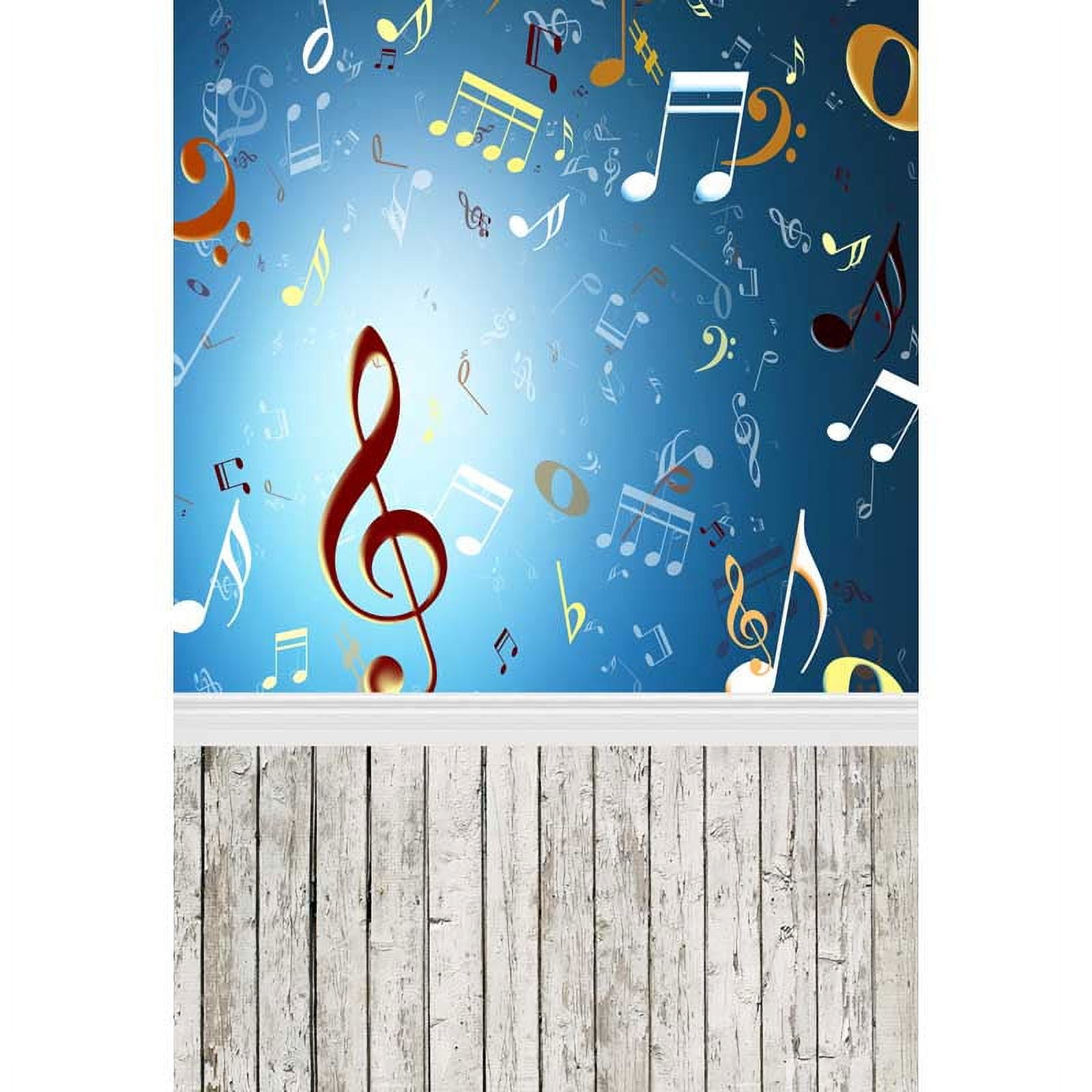 White Wooden Floor Photography Backdrops Blue Musical Notes Vinyl Cloth ...