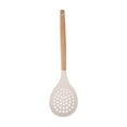 White Wooden Handle Sili- Spatula & Spoon SetKitchen Utensils 2 ...