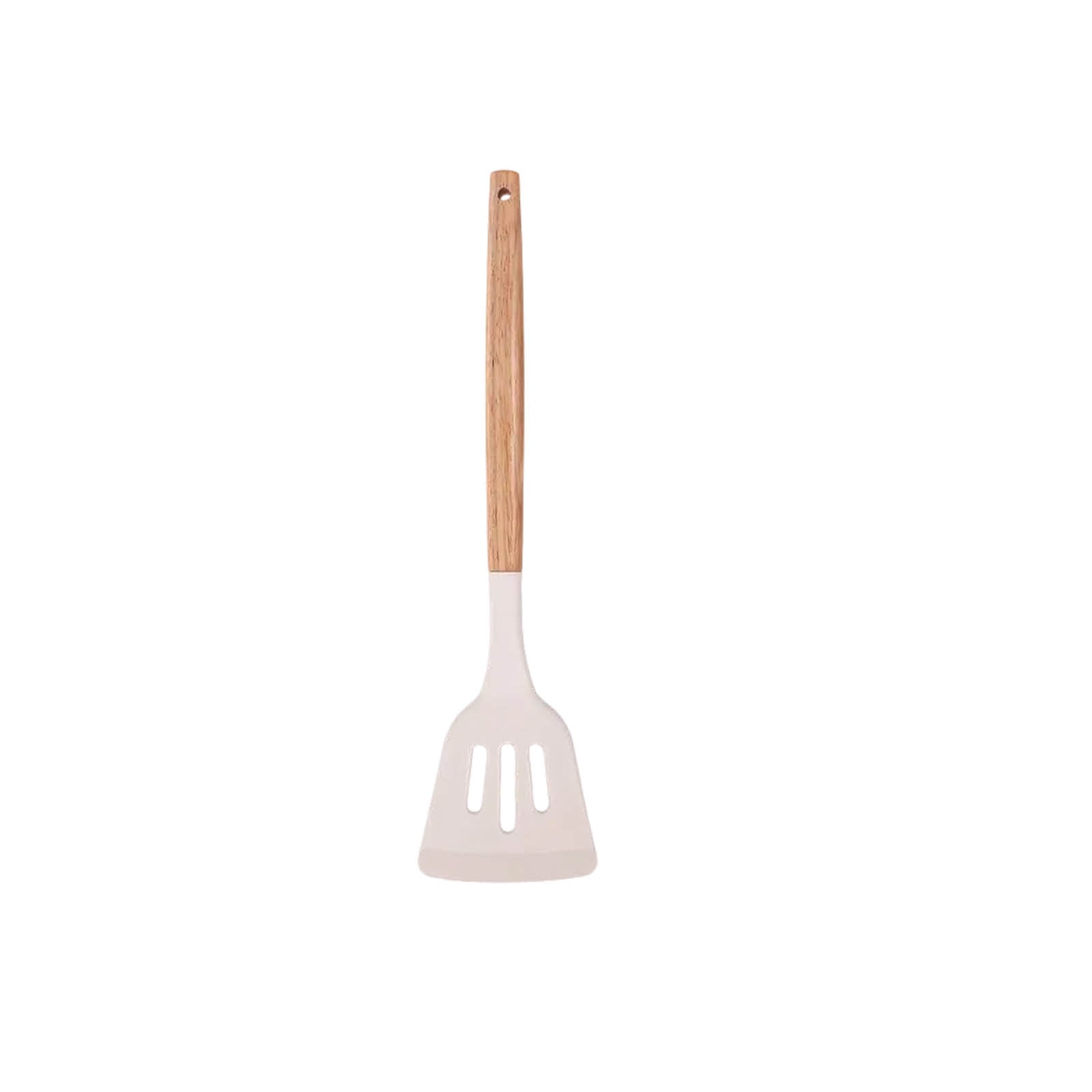 White Wooden Handle Silicone Spatula Spoon - Heat-Resistant Non-Stick ...
