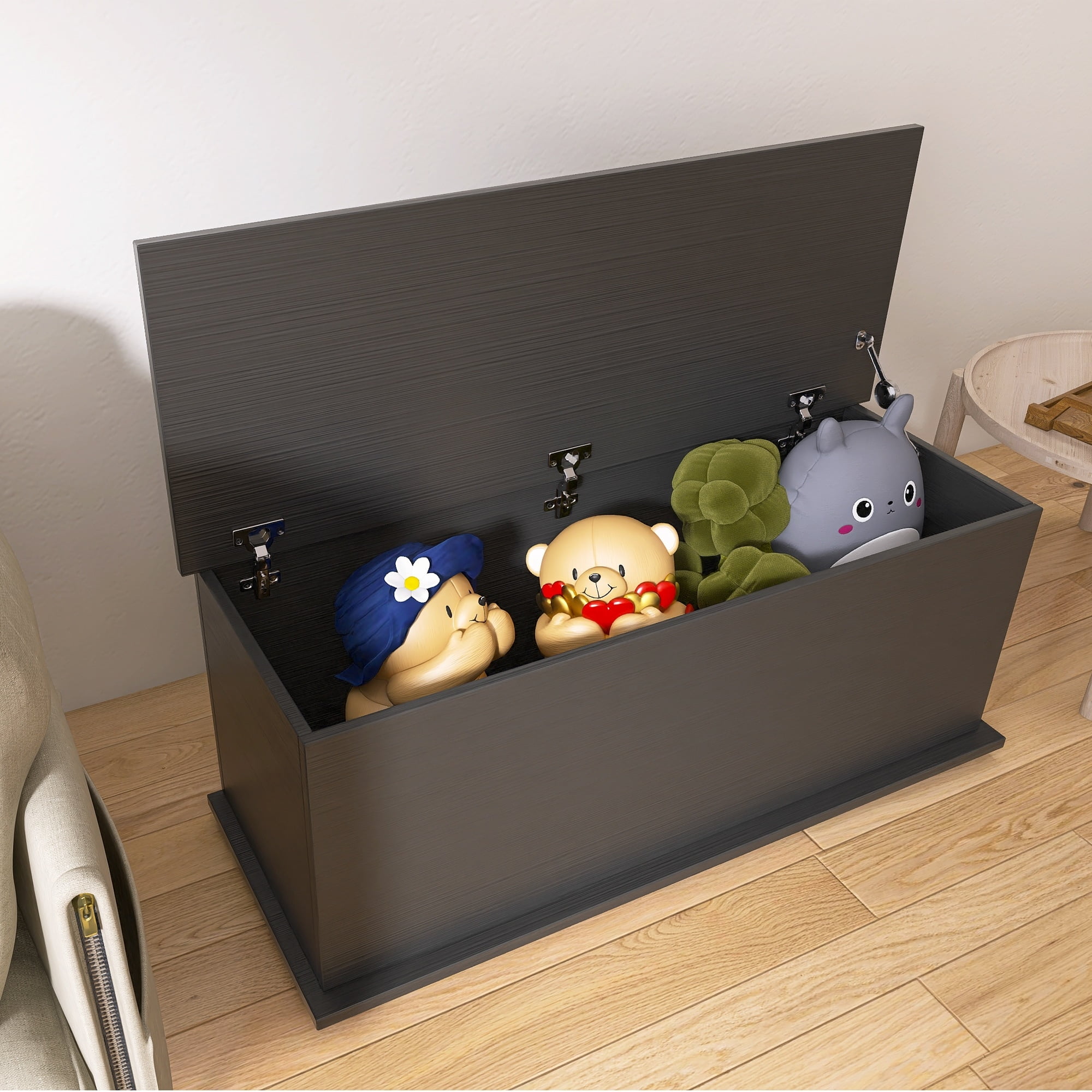 White Wooden Lift Top Trunk Storage Chest Trunk Black - Walmart.com