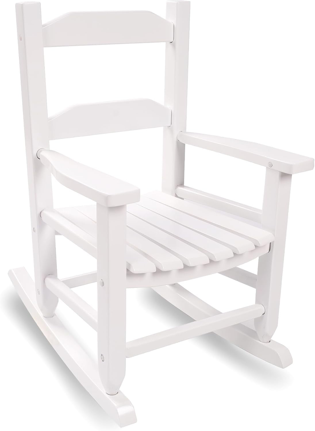 White Wooden Rocking Chair for Toddlers and Kids Ages 3-6, Comfy ...