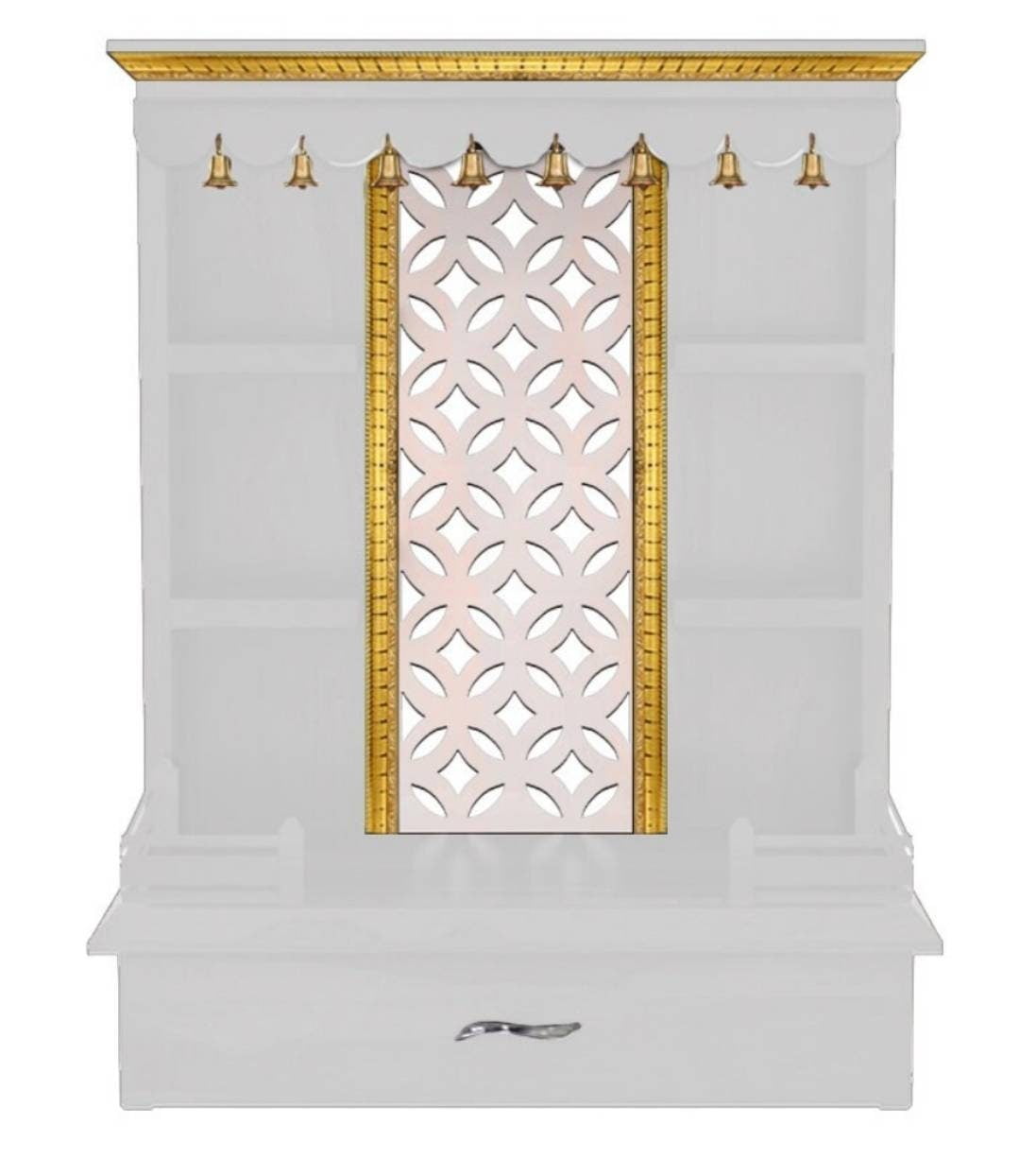 White Wooden Temple For Home With LED Lights | Designer Mandir With ...