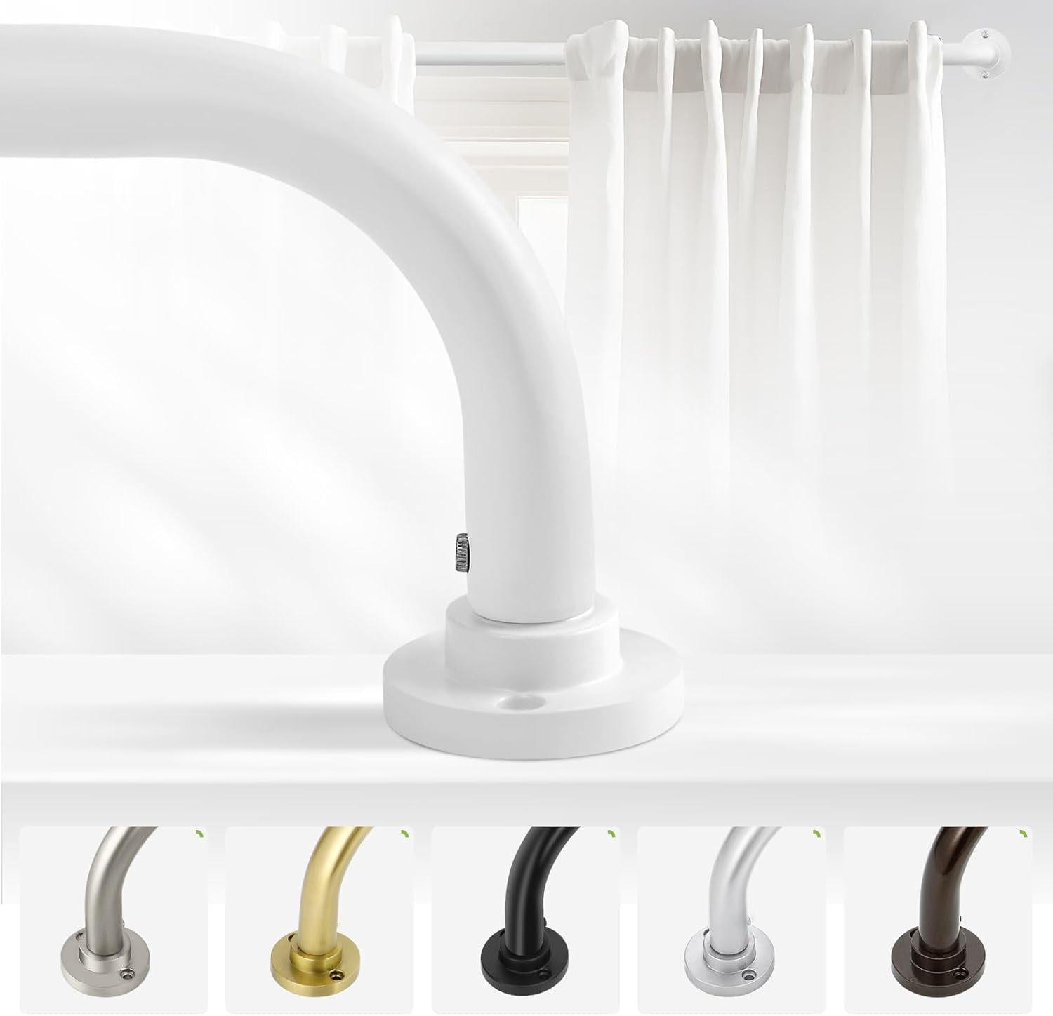 White Wrap Around Curtain Rods 28 to 48 Inch:Blackout Heavy duty ...