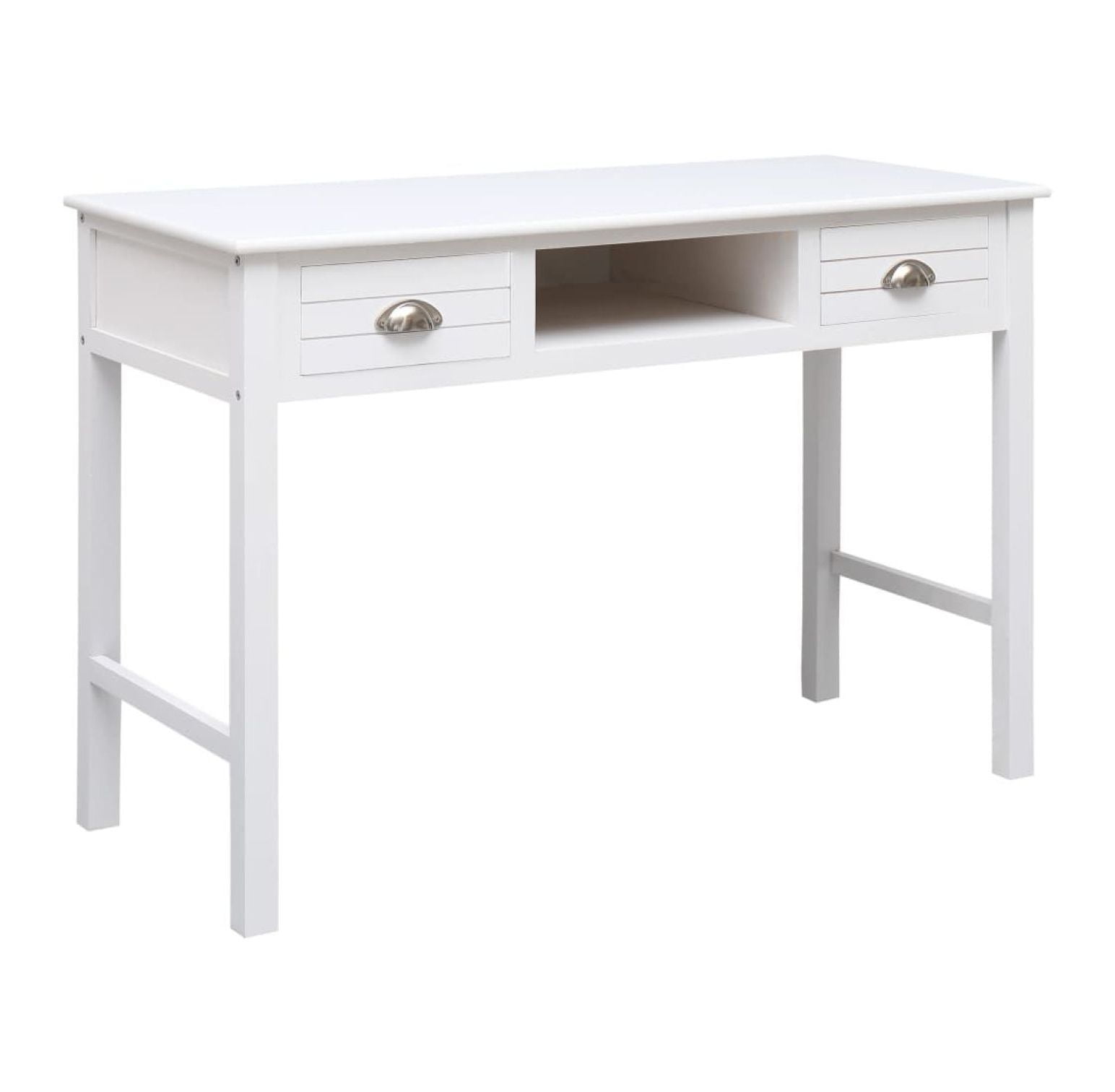 White Writing Desk 43.3" Wood, Vintage Style Computer Table with ...