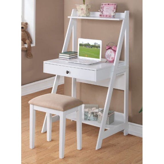 White Writing Desk and Stool Set - Walmart.com