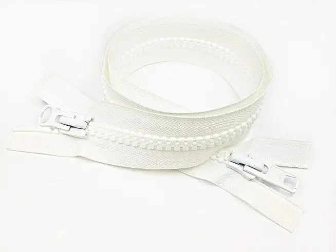 White YKK® #10 30" Two-Way Separating Molded Plastic Jacket Zipper by ...