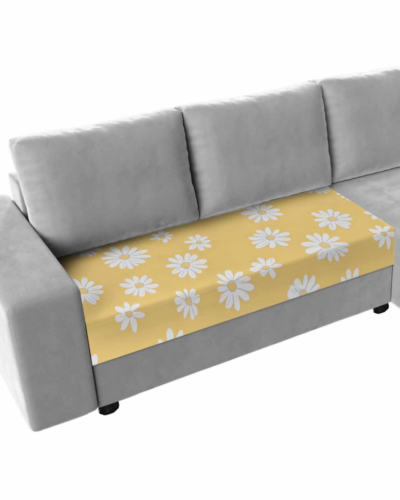 White Yellow Daisy Sofa Couch Cushion Covers Washable, Removable ...