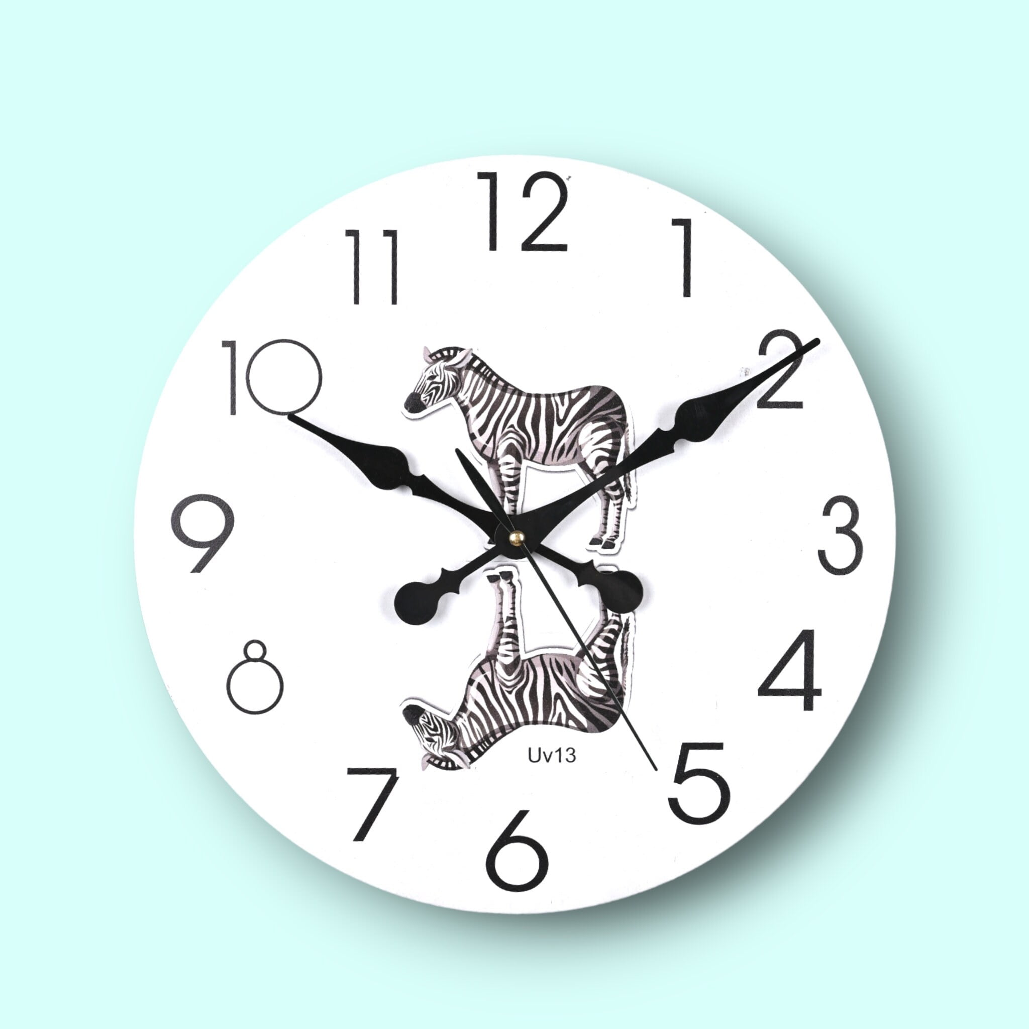 White Zebra Modern Wall Clock, UV Printed Wall Clock, Oversized Wall ...