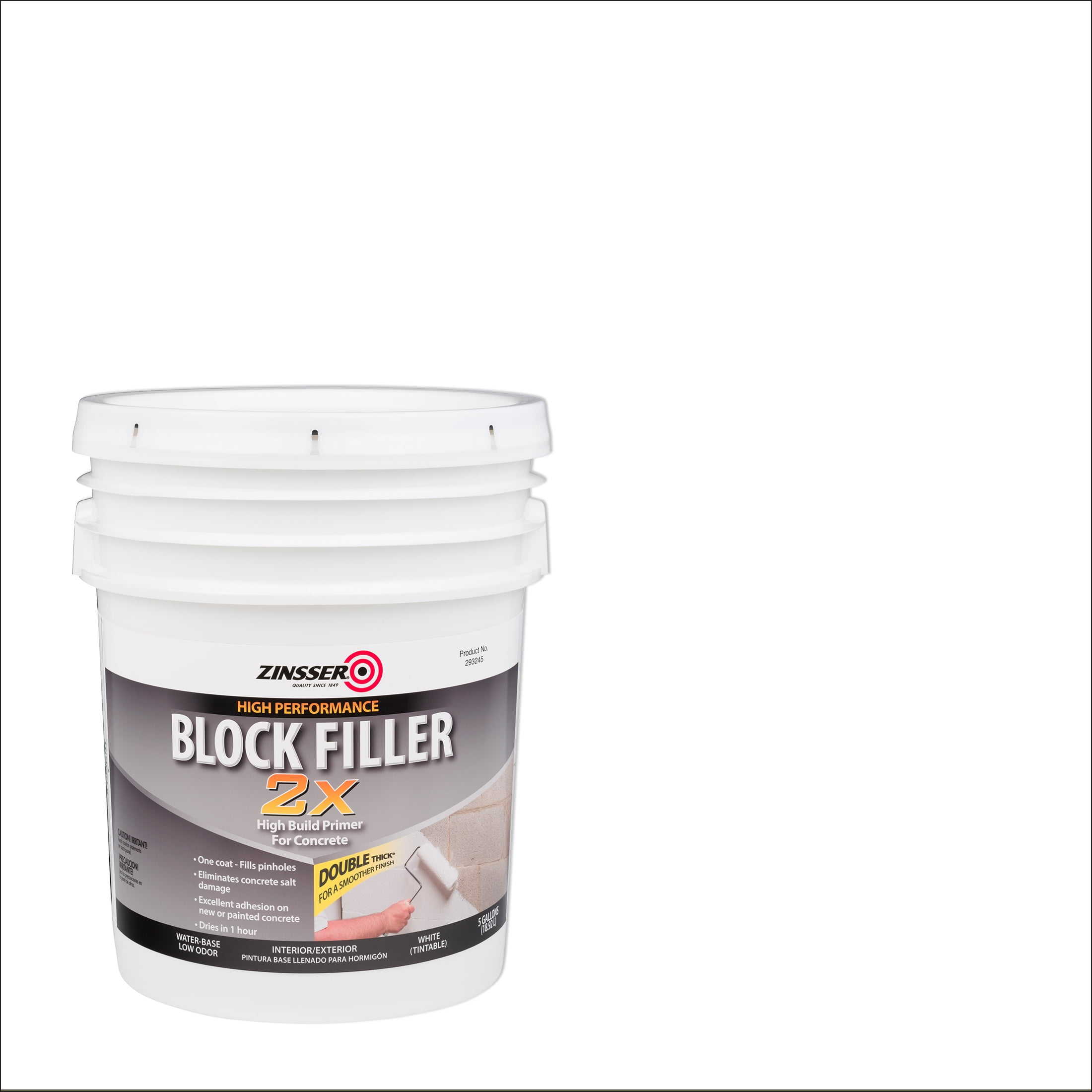 White, Zinsser Block Filling 2X Flat Primer- 293248, 5 Gallon- 1 Pack ...