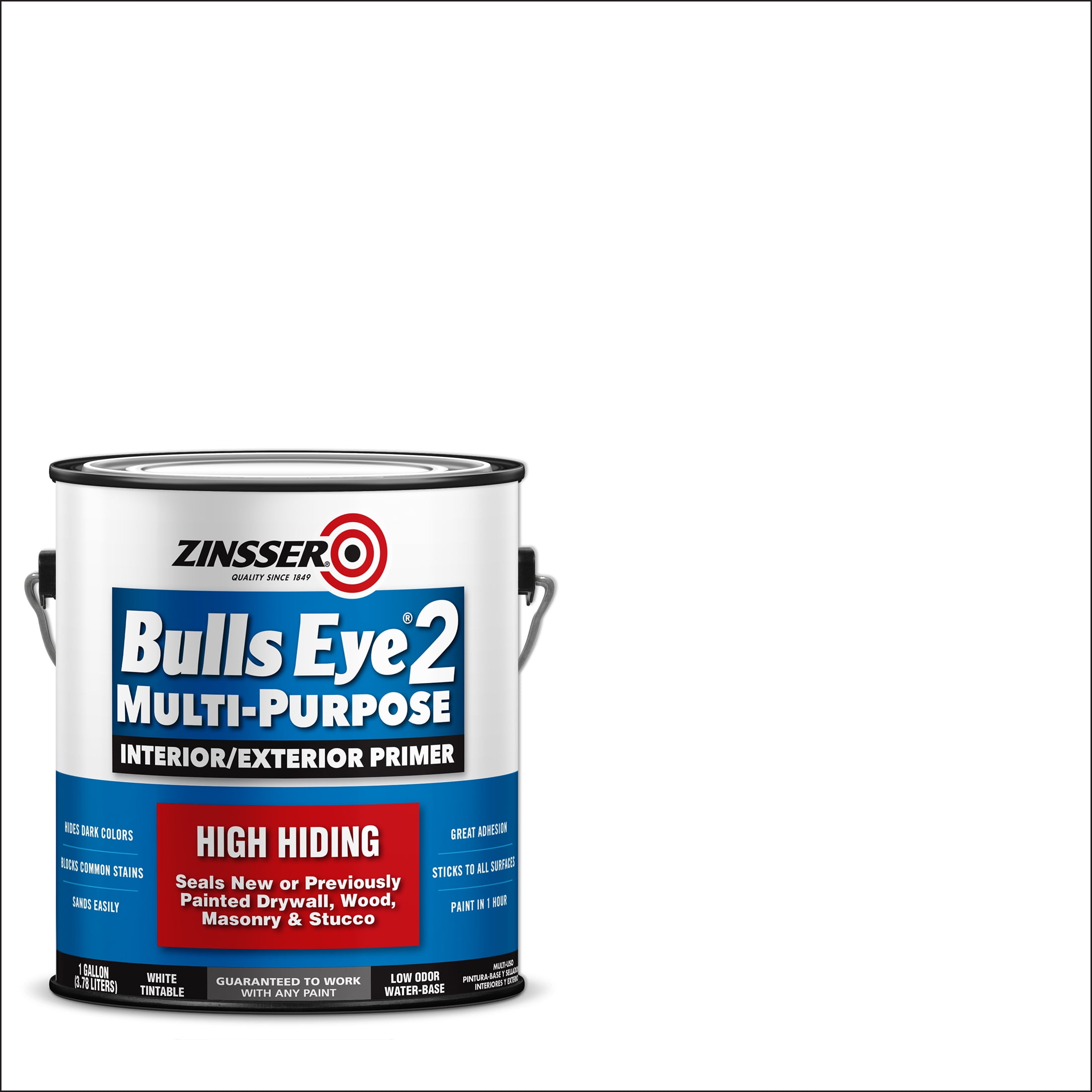 White, Zinsser Bulls Eye 2 Multi-Purpose Flat Primer- 285156, Gallon- 2 ...