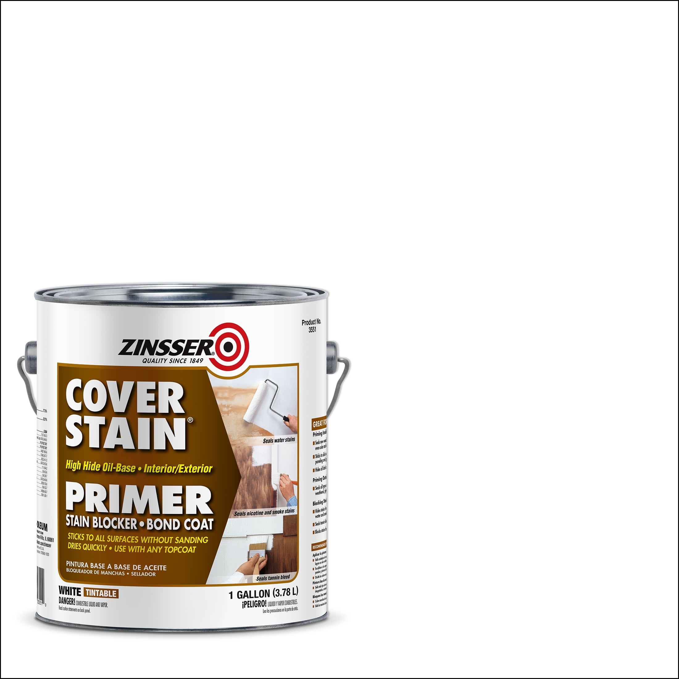 White , Zinsser Flat Cover Stain High Hide Oil-Based Interior/Exterior ...