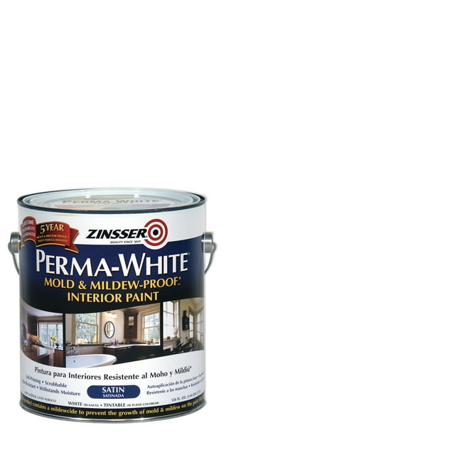White, Zinsser Perma-White Satin Exterior Mold & Mildew Proof Paint ...