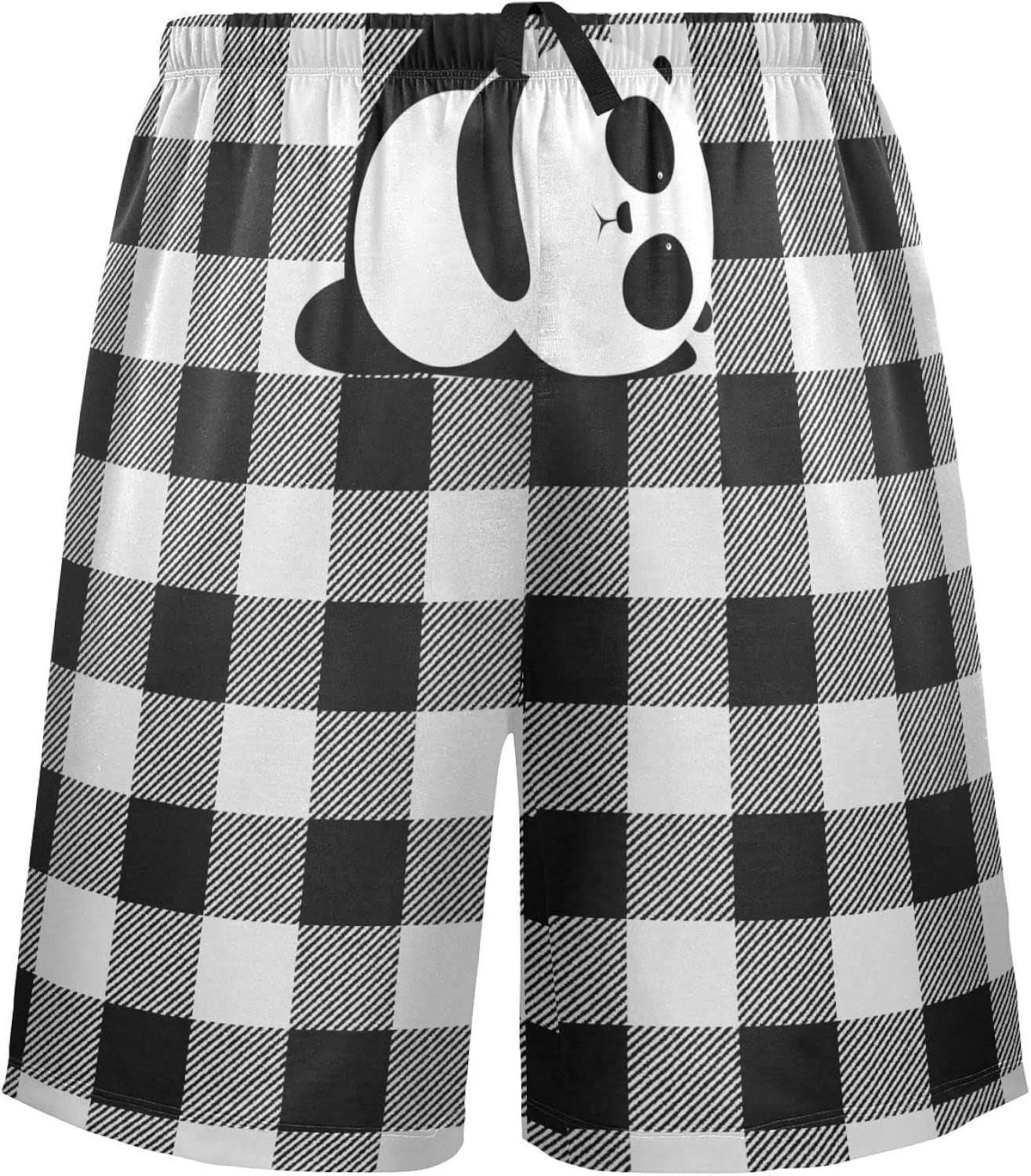 White and Black Buffalo Plaid Panda Men's Athletic Shorts,Men's Pajama ...